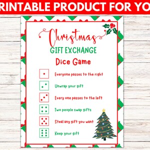 Christmas Gift Exchange Dice Game, Pass the Present Game, Pass the ...