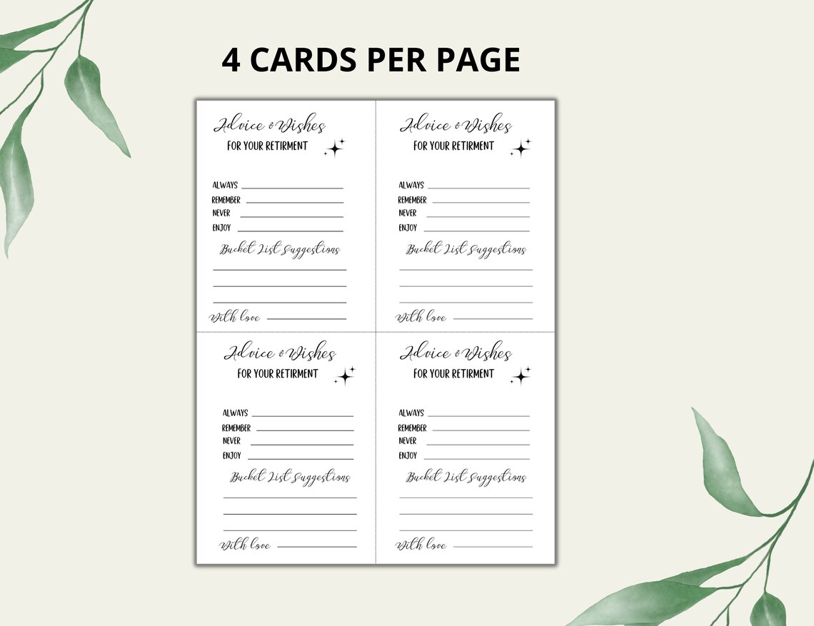 Retirement Advice and Wishes Card Retirement Party Game Idea - Etsy
