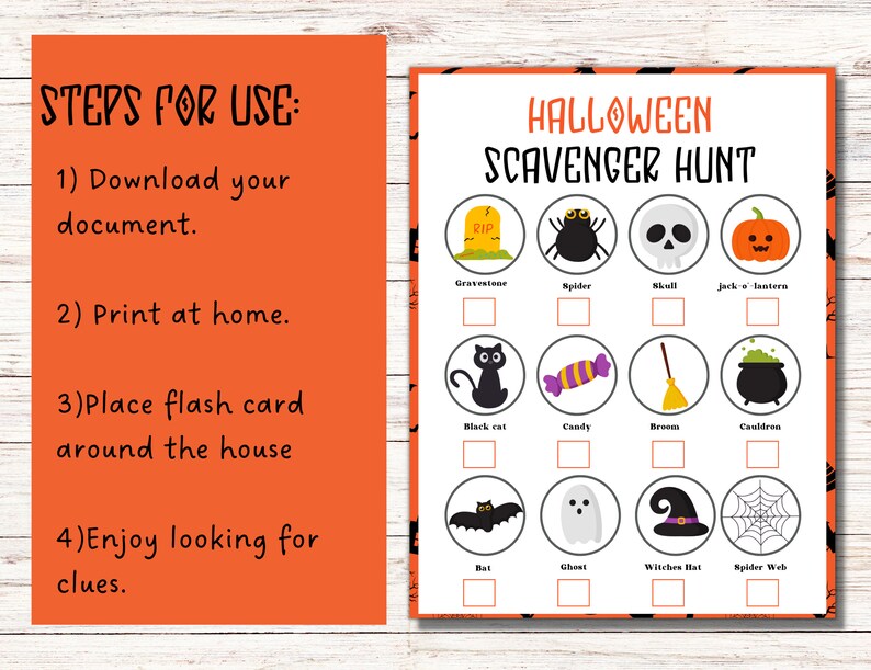 Halloween Scavenger Hunt/ Fall Scavenger Hunt /halloween Game Printable ...