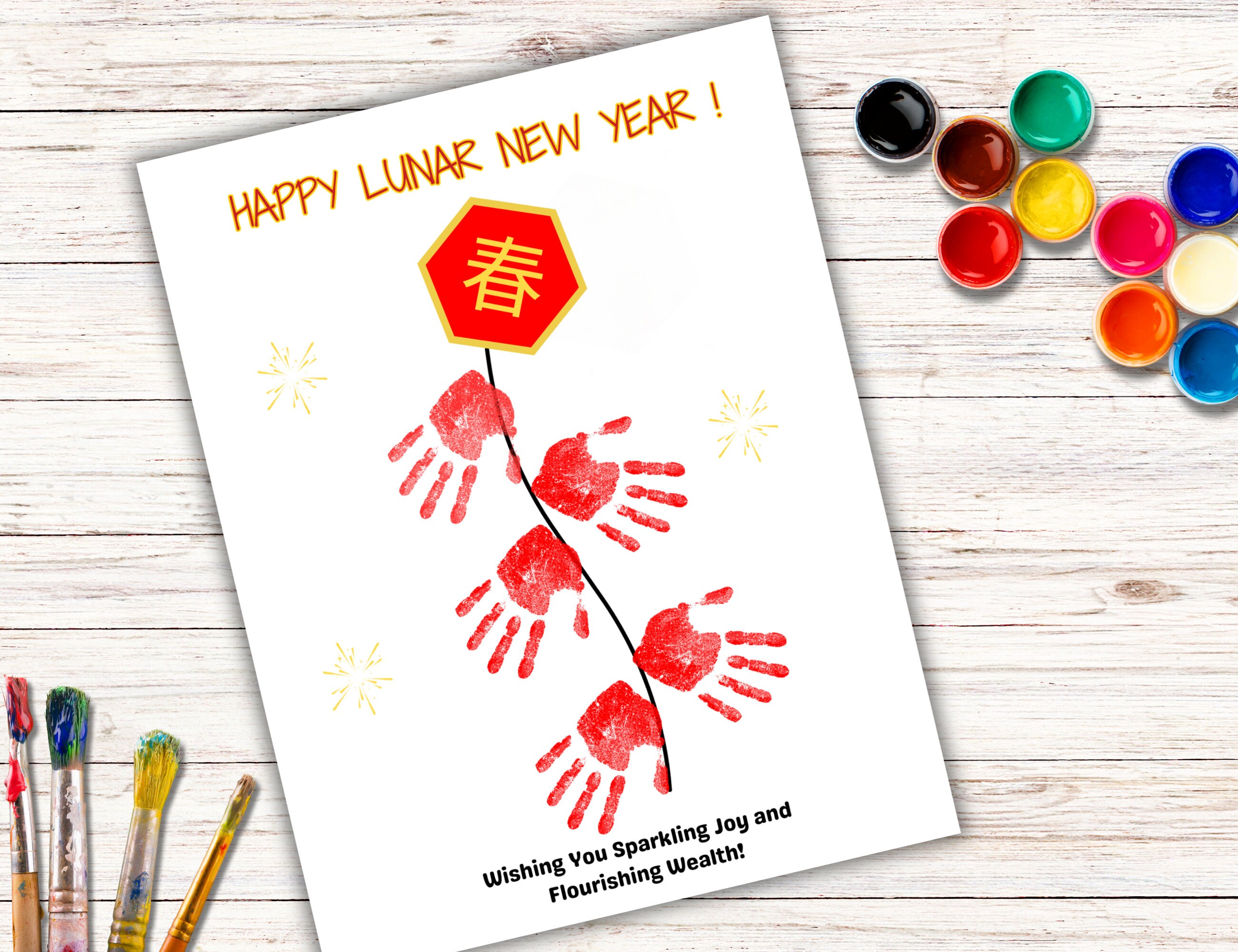 Lunar New Year Handprint Art, Chinese New Year Handprint Keepsake Card ...