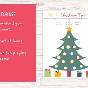 Roll A Christmas Tree Game Printable, Roll A Tree Dice Game, Christmas ...