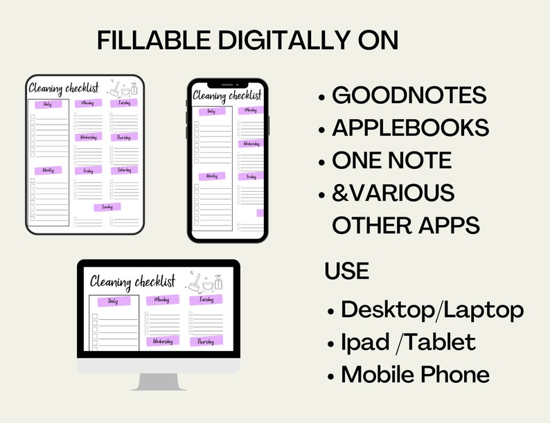 Editable Cleaning Checklist Zone Cleaning Checklist Weekly - Etsy