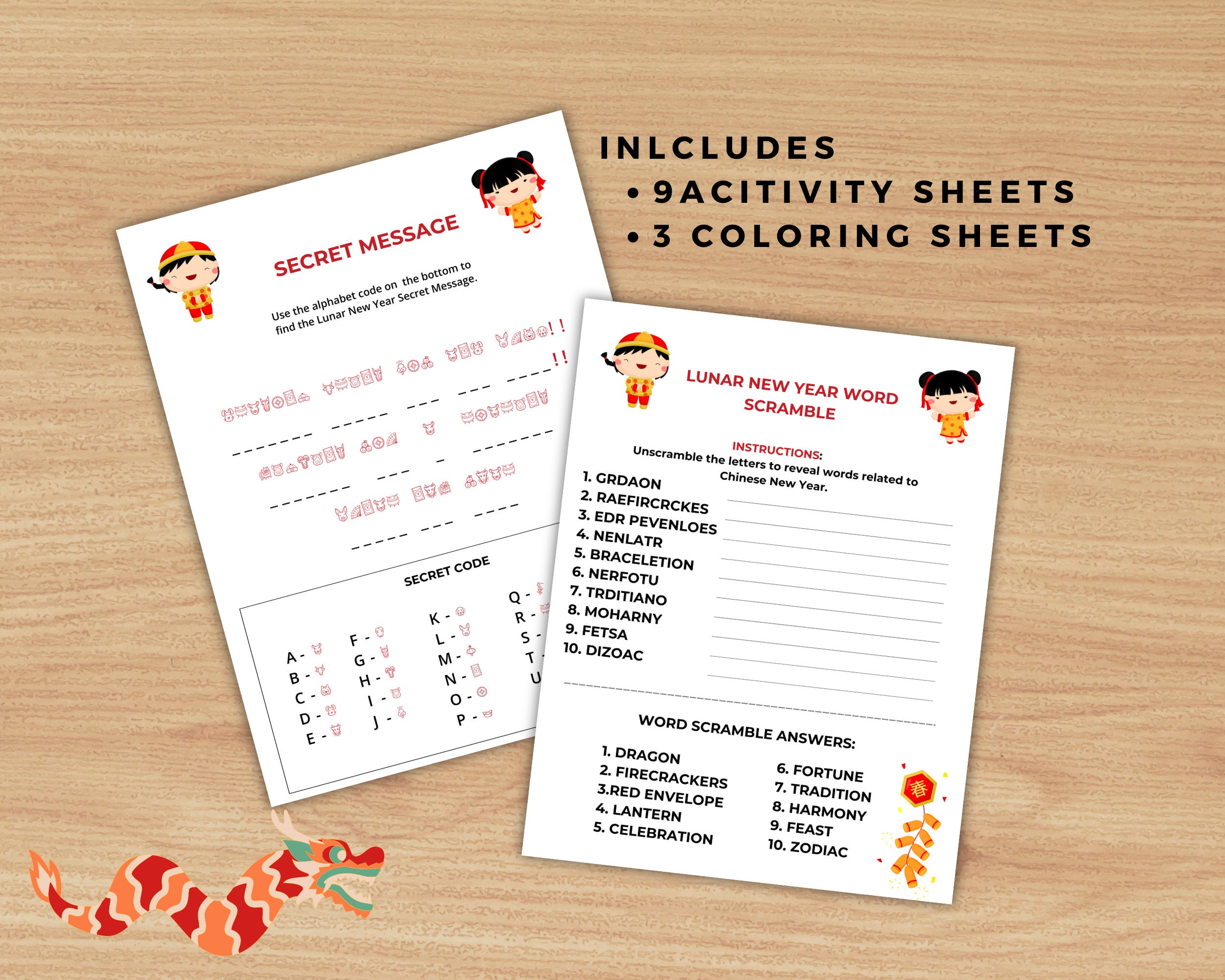 Chinese New Year, Lunar New Year Activity Bundle,activity for Kids ...
