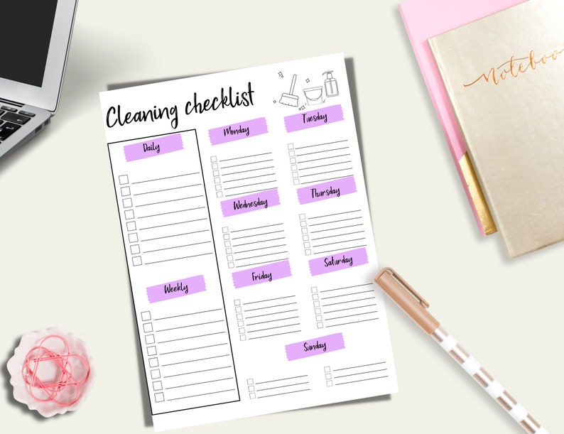 Editable Cleaning Checklist Zone Cleaning Checklist Weekly - Etsy