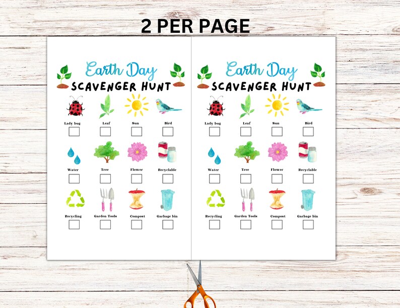 Earth Day Scavenger Hunt for Kids, Earth Day Printable Activities ...