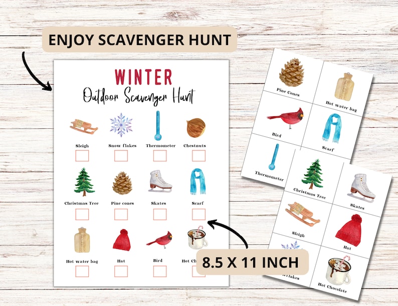 Winter Outdoor Scavenger Hunt Printable, Winter Nature Walks , Games ...