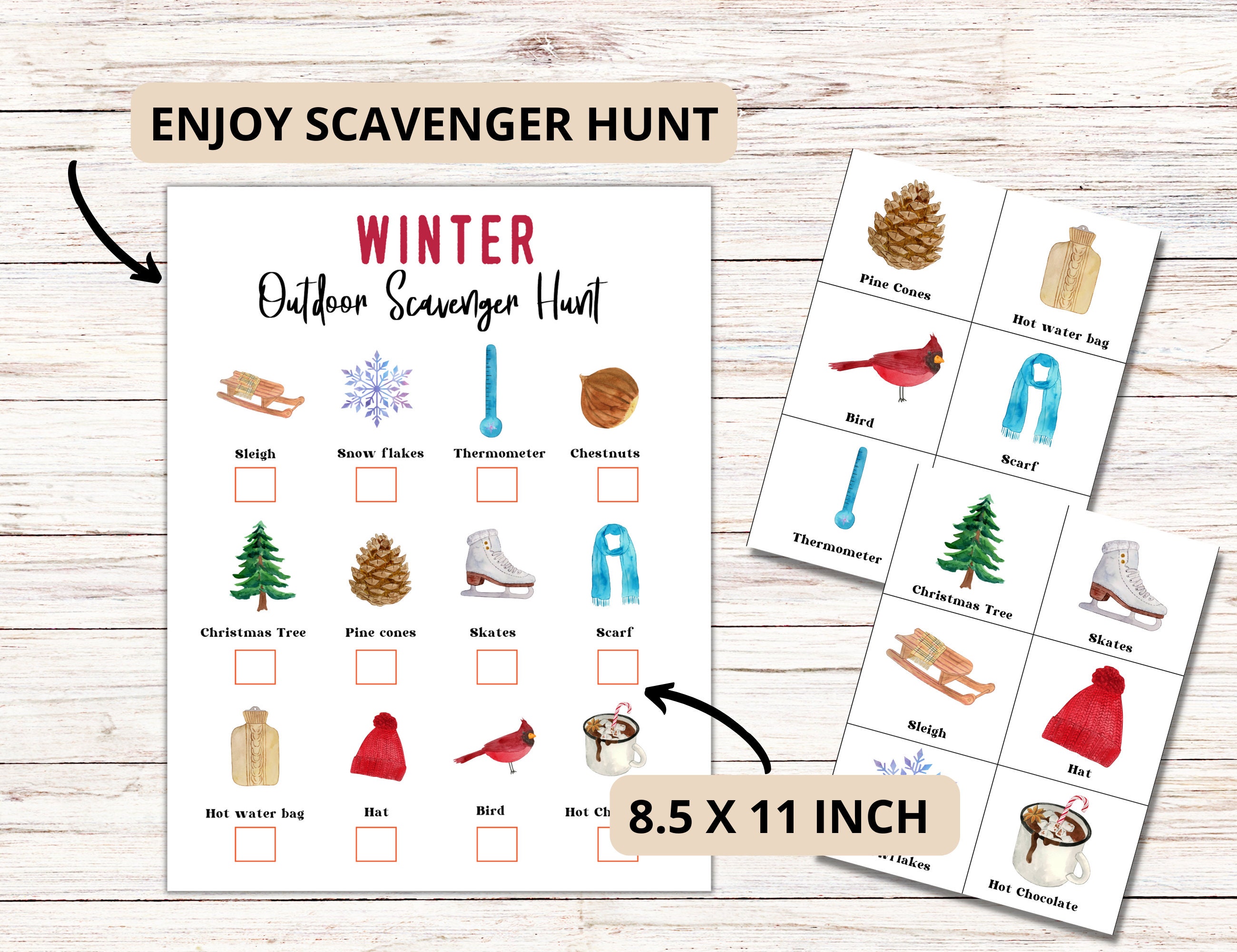 Winter Outdoor Scavenger Hunt Printable, Winter Nature Walks , Games ...