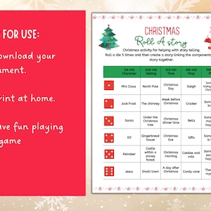 Roll A Christmas Story Game Printable, Roll A Christmas Story Dice Game ...