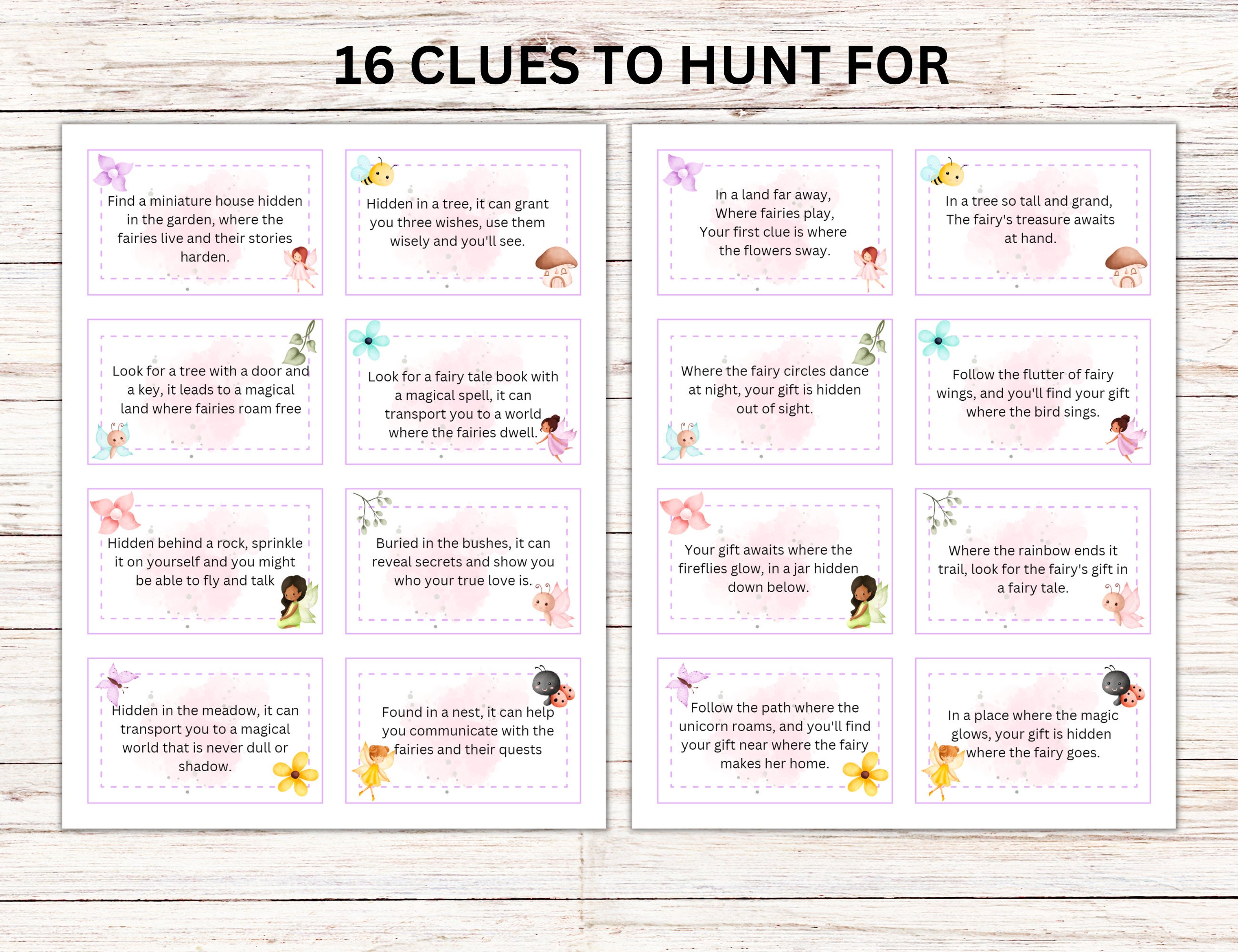Fairy Birthday Party Scavenger Hunt, Woodland Enchanted Forest Fairy ...