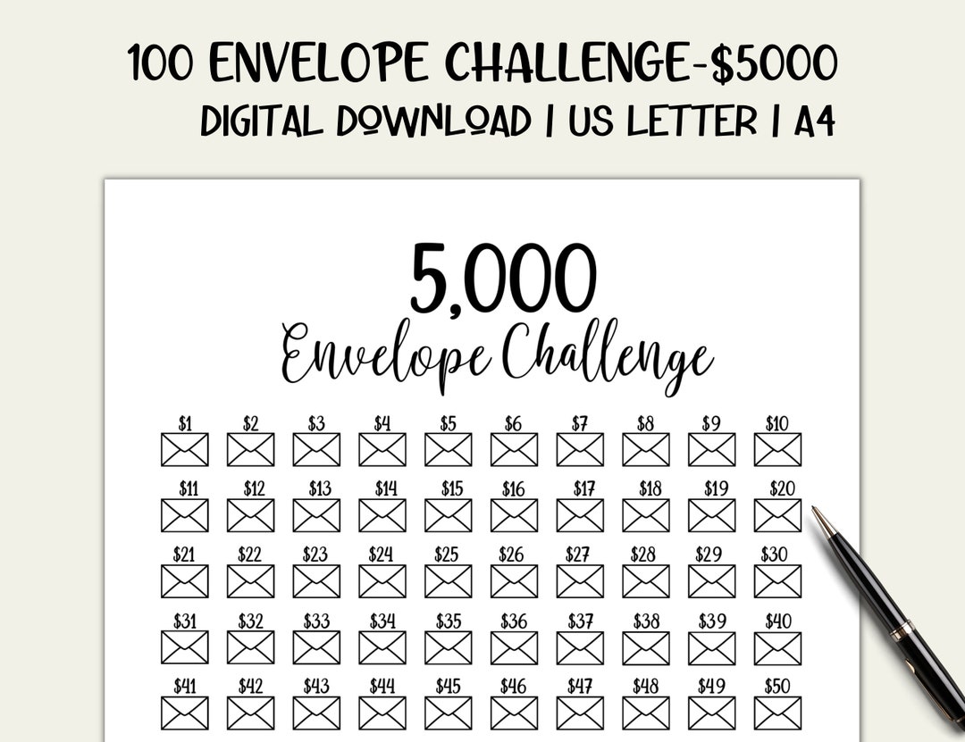 5k Saving Challenge/ 5,000 in 100 Days /100 Envelope Challenge ...