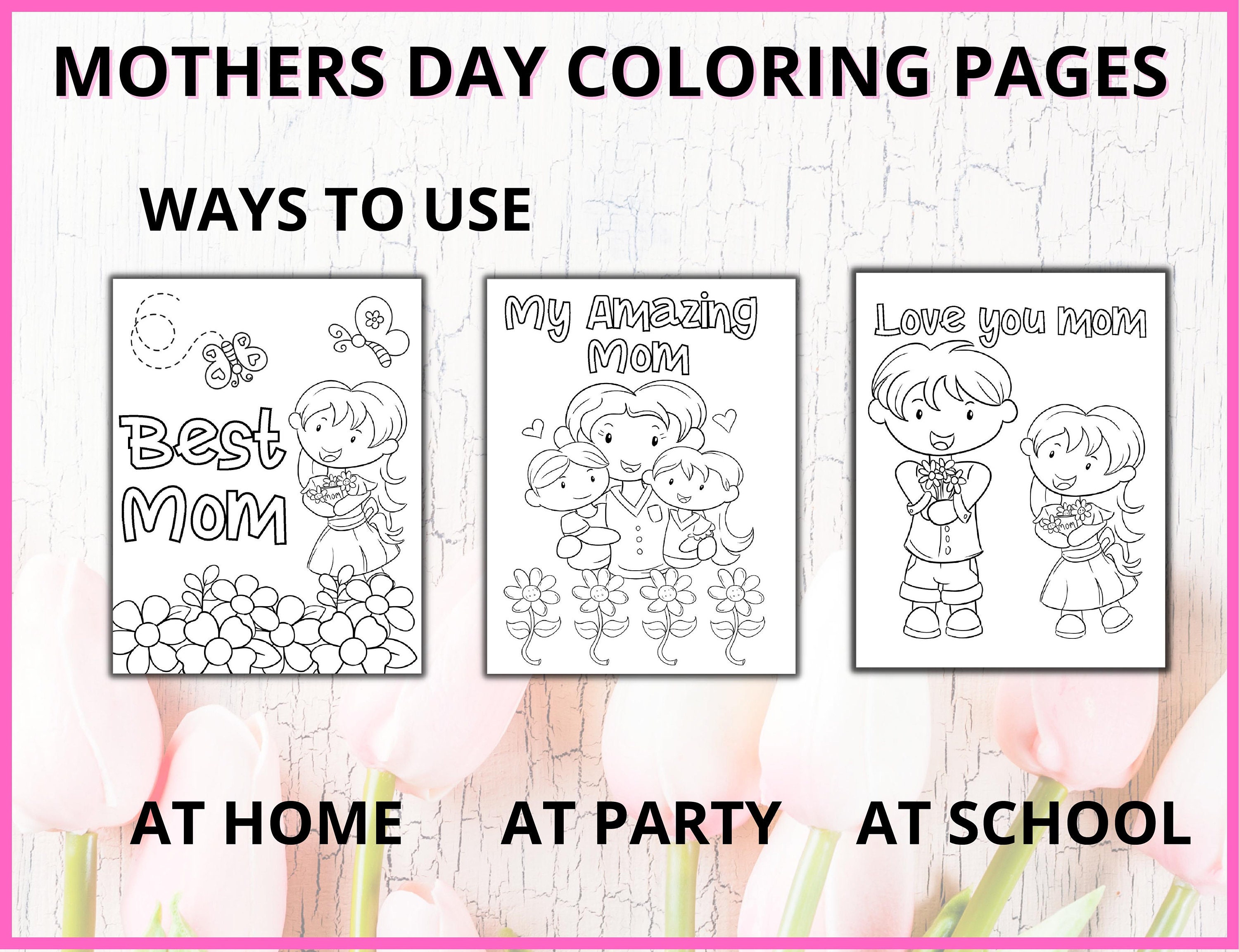 Mothers Day Coloring Pages, Mothers Day Printables, Coloring Book for ...