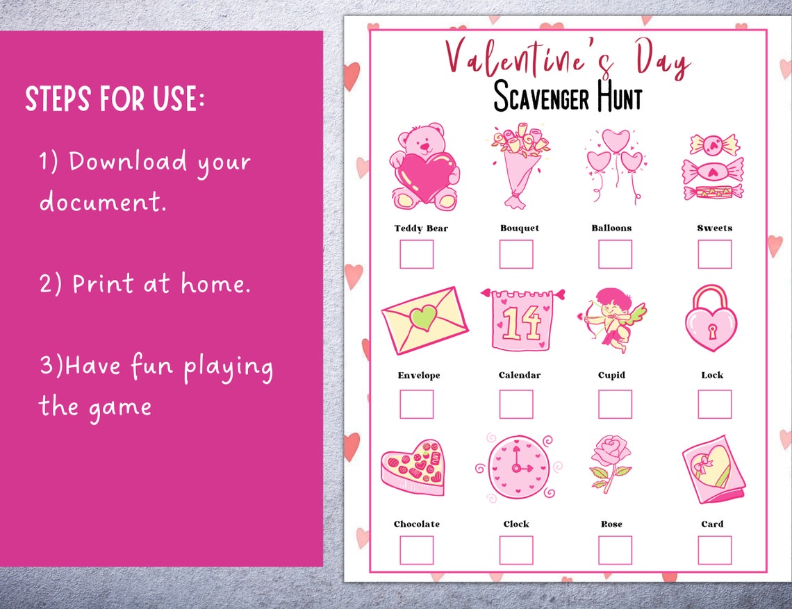 Valentine's Day Scavenger Hunt for Kids Valentine's - Etsy