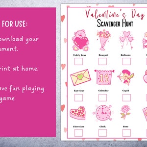 Valentine's Day Scavenger Hunt for Kids Valentine's - Etsy