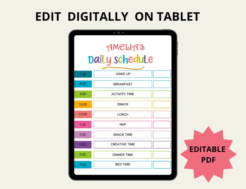 Kids Daily Schedule Template/ Homeschool Daily Routine / Kids to Do ...