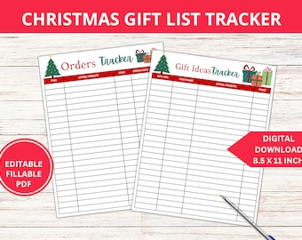 Christmas Gift List, Christmas Planner, English, Printable, PDF - Etsy