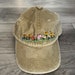 Hand-embroidered Flower Garden Hat, Distressed Flower and Bee Hat, Blue ...