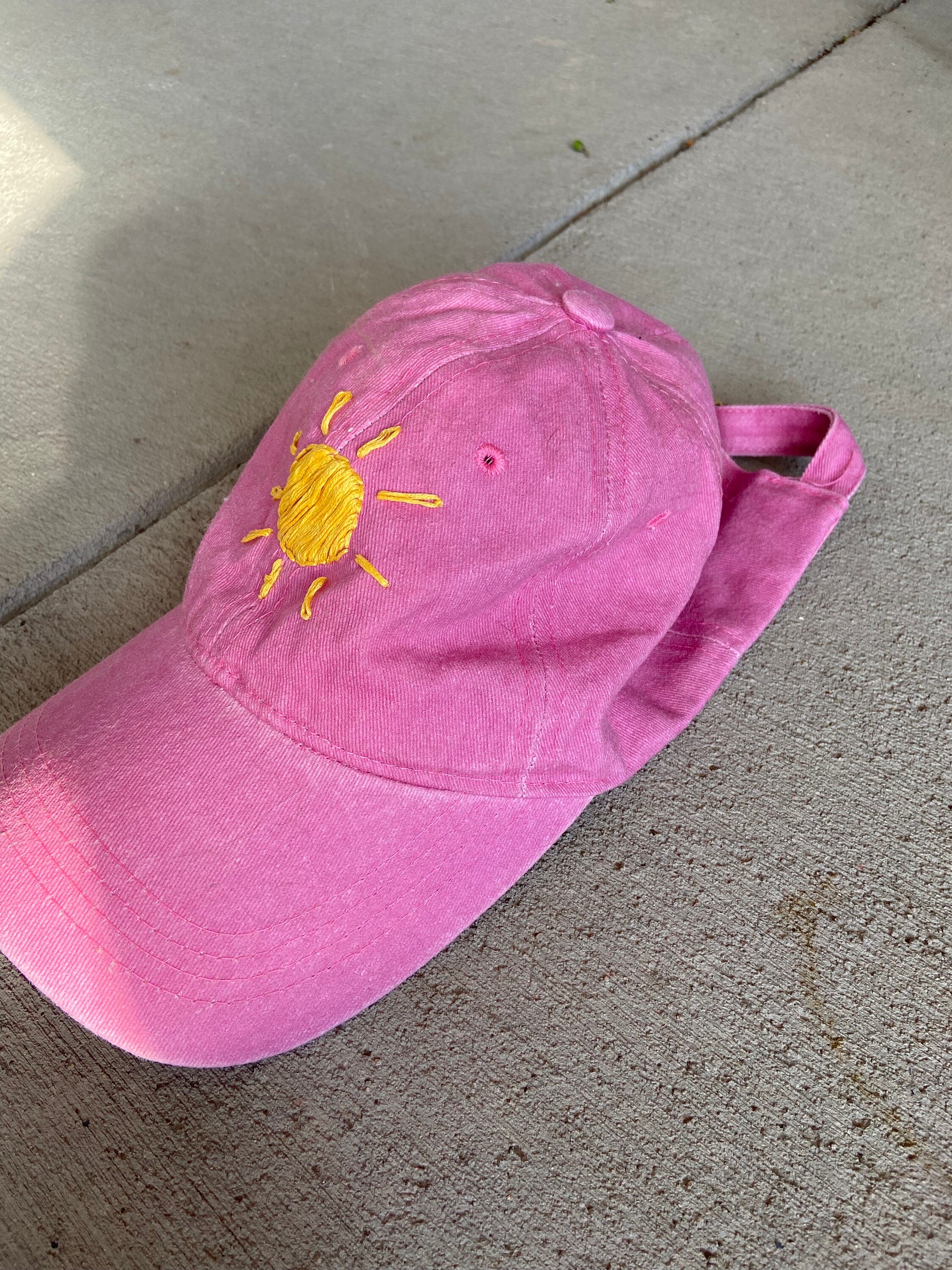 Hand-embroidered Sun Hat, Sunshine Hat, Embroidered Hat, Distressed ...