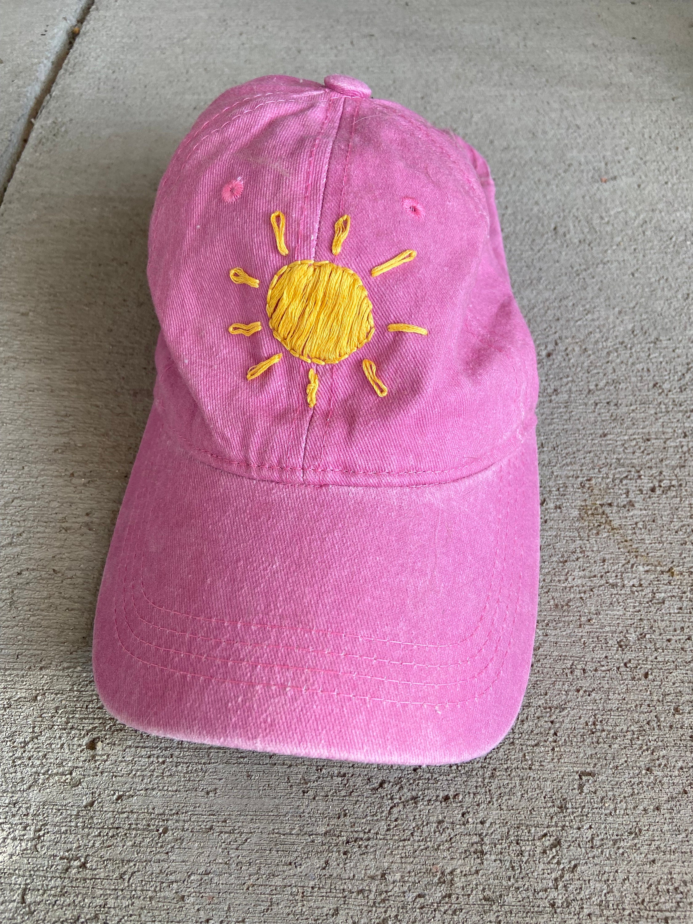 Hand-embroidered Sun Hat, Sunshine Hat, Embroidered Hat, Distressed ...