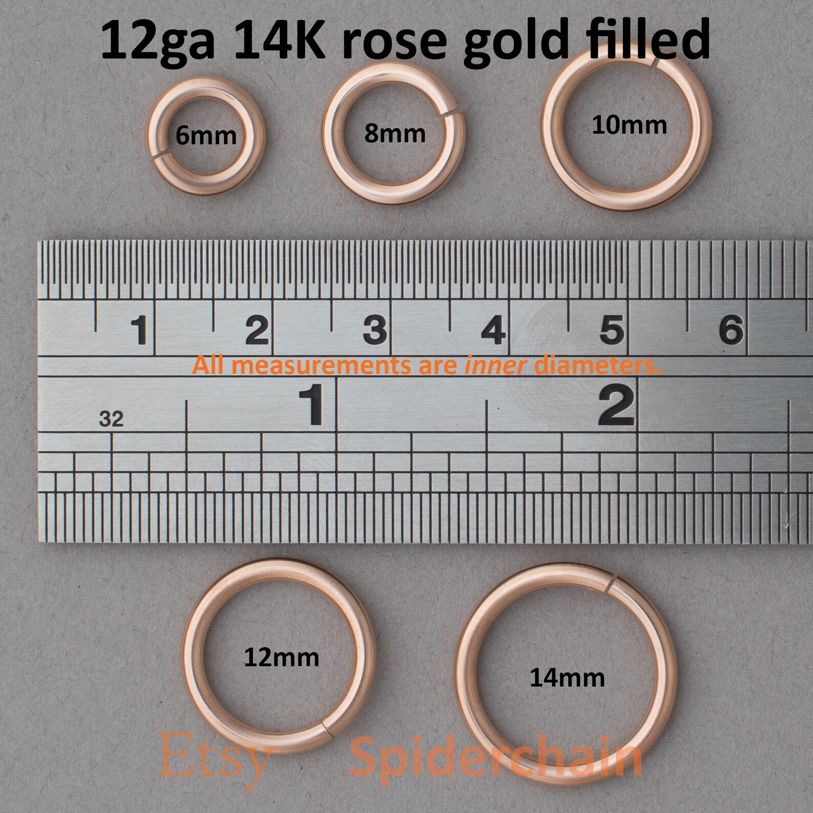12 Gauge 14K Rose Gold Filled Jump Rings Saw Cut - Etsy