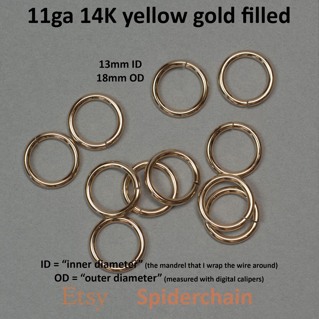 Huge Jump Ring - 11 Gauge 14K Yellow Gold Filled Jump Rings - 13mm ...