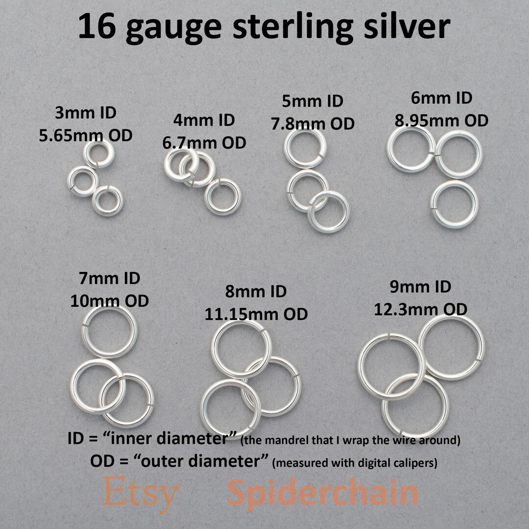 16 Gauge Sterling Silver Jump Rings | Saw Cut Jump Rings | Bulk Jump ...