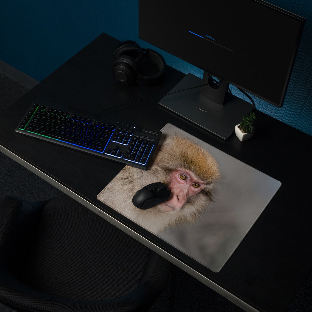 Monkey Desk Mat XXL Mouse Pad Snow Monkey Gaming - Etsy