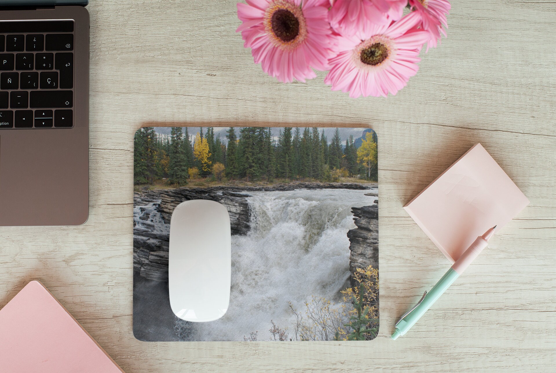 Waterfall Mouse Pad Featuring Canadian Landscape Athabasca - Etsy