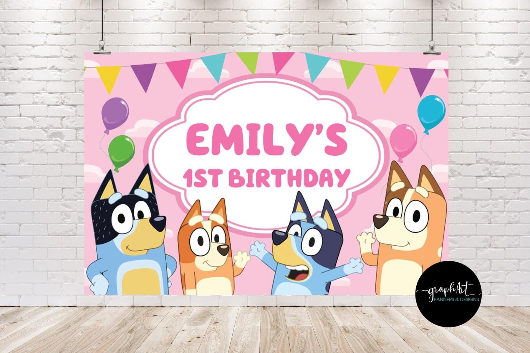 Kids Bluey Birthday Banner / Backdrop DIGITAL FILE / Custom - Etsy