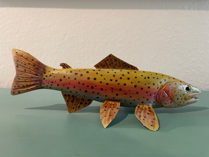 Hand Carved Wooden Fish Decoy Rainbow Trout - Etsy