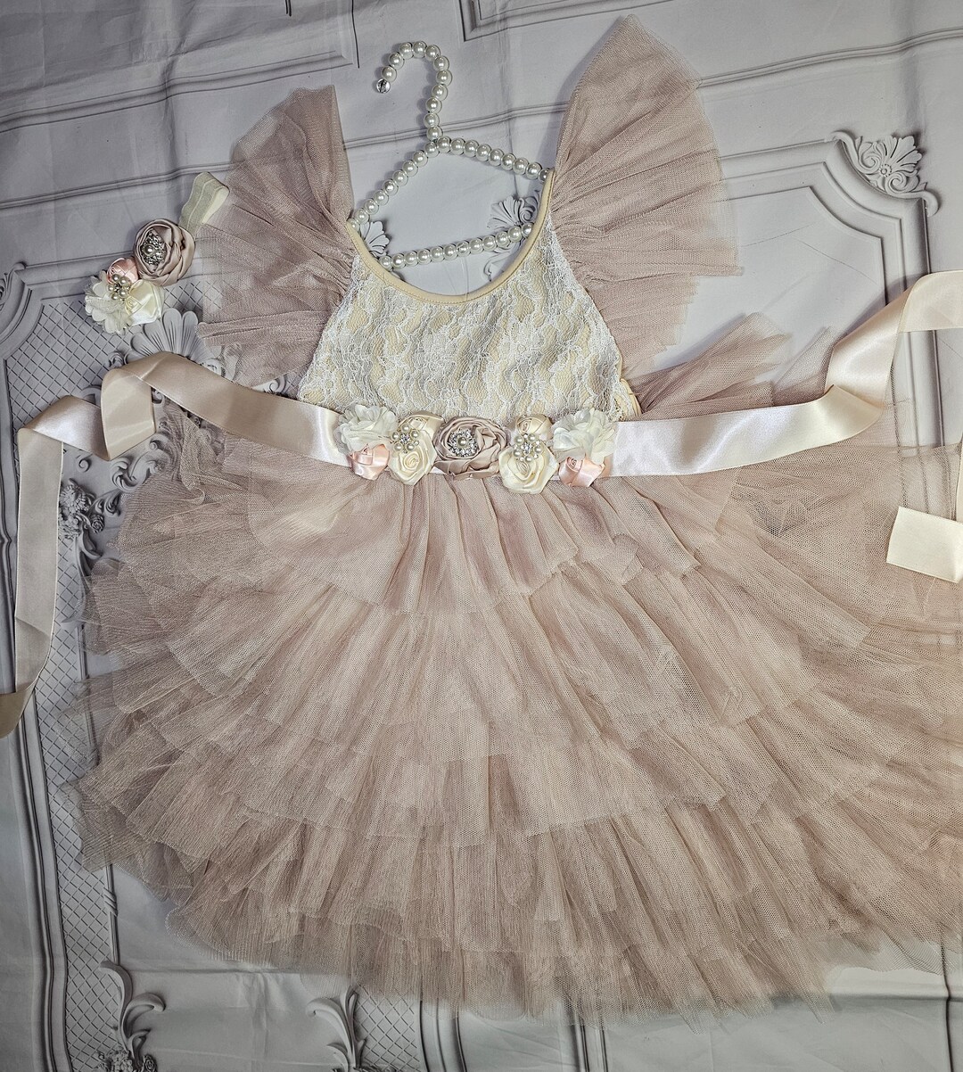 Gold Champagne Girl Dress, Birthday Outfit Tutu Toddler Girl Dress ...