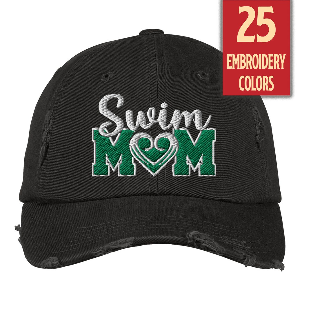 Embroidered Swim Mom Distressed Hat Cap Amazing Spirit Wear - Etsy