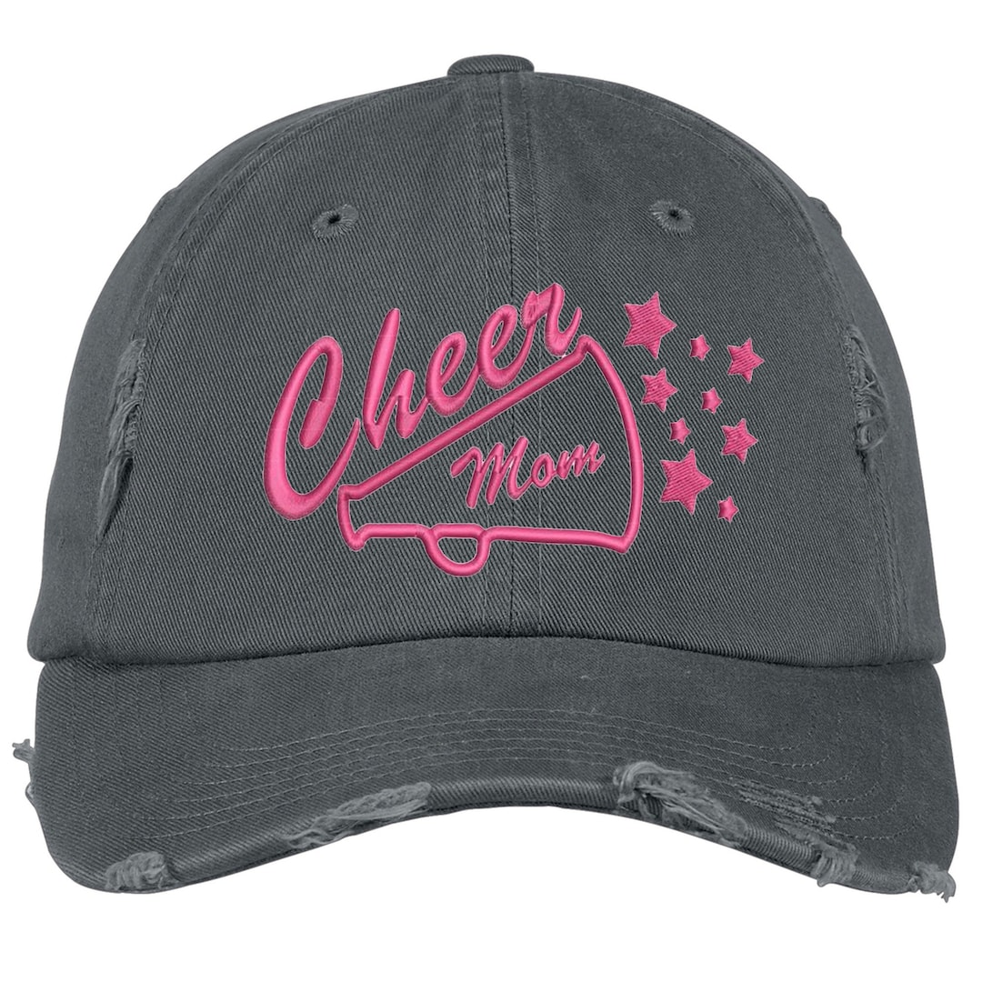Embroidered Cheer Mom Megaphone Distressed Hat Cap Amazing Spirit Wear ...