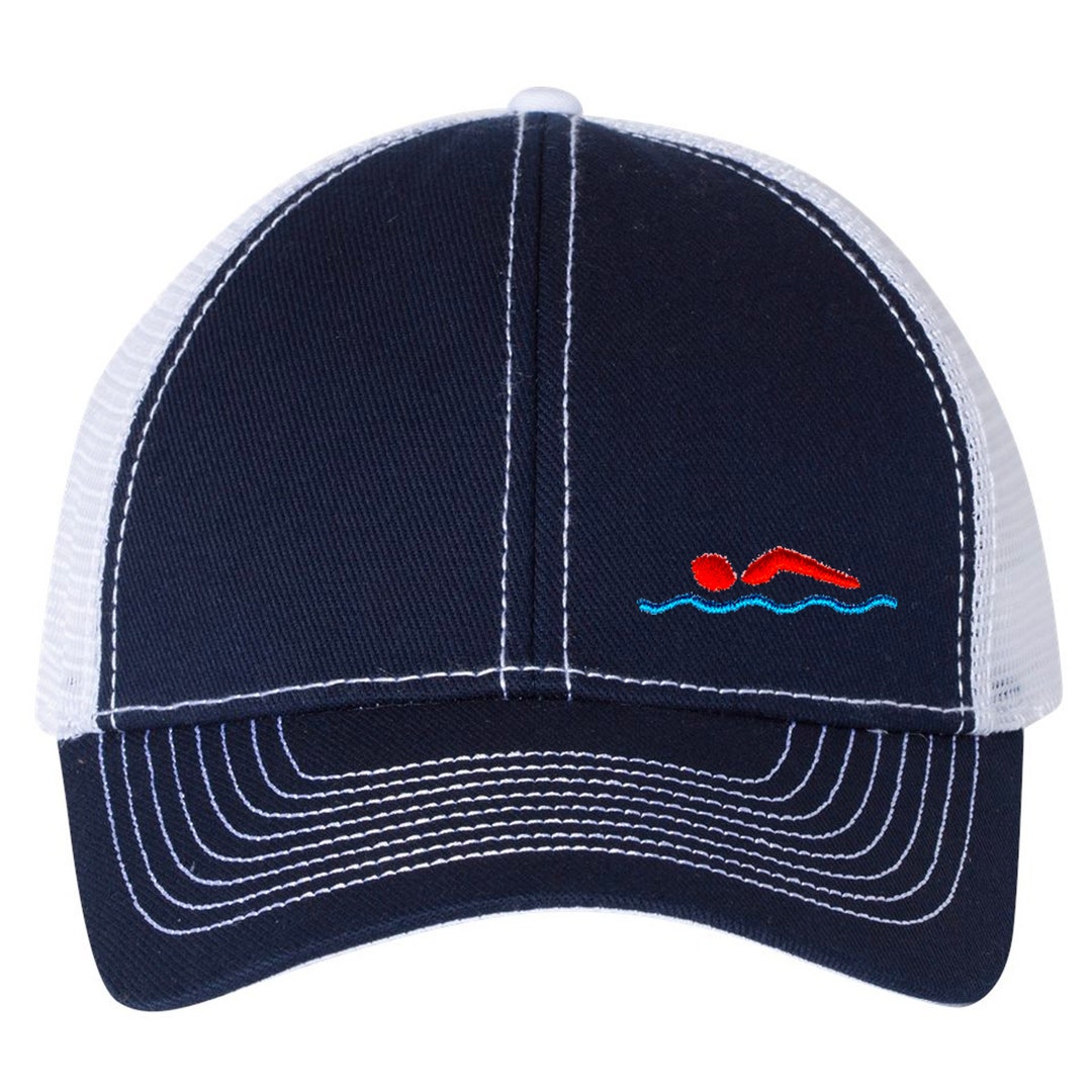 Custom Embroidered Swimmer Twill Trucker Hat Cap Amazing Spirit Wear ...
