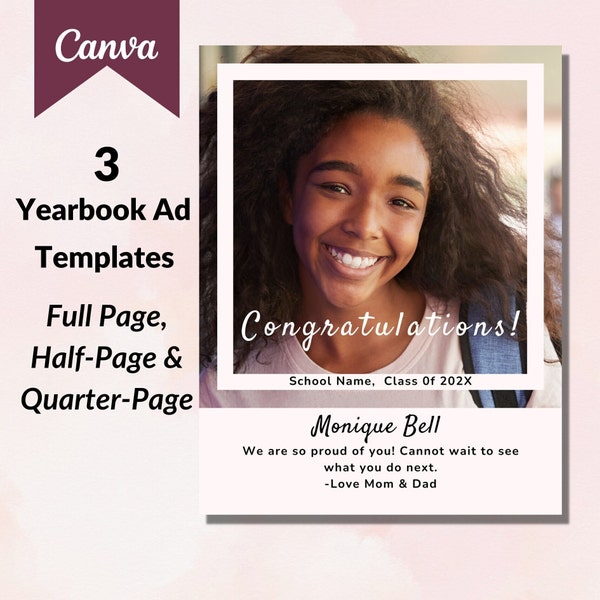 Senior Ad Half Page Template - Etsy