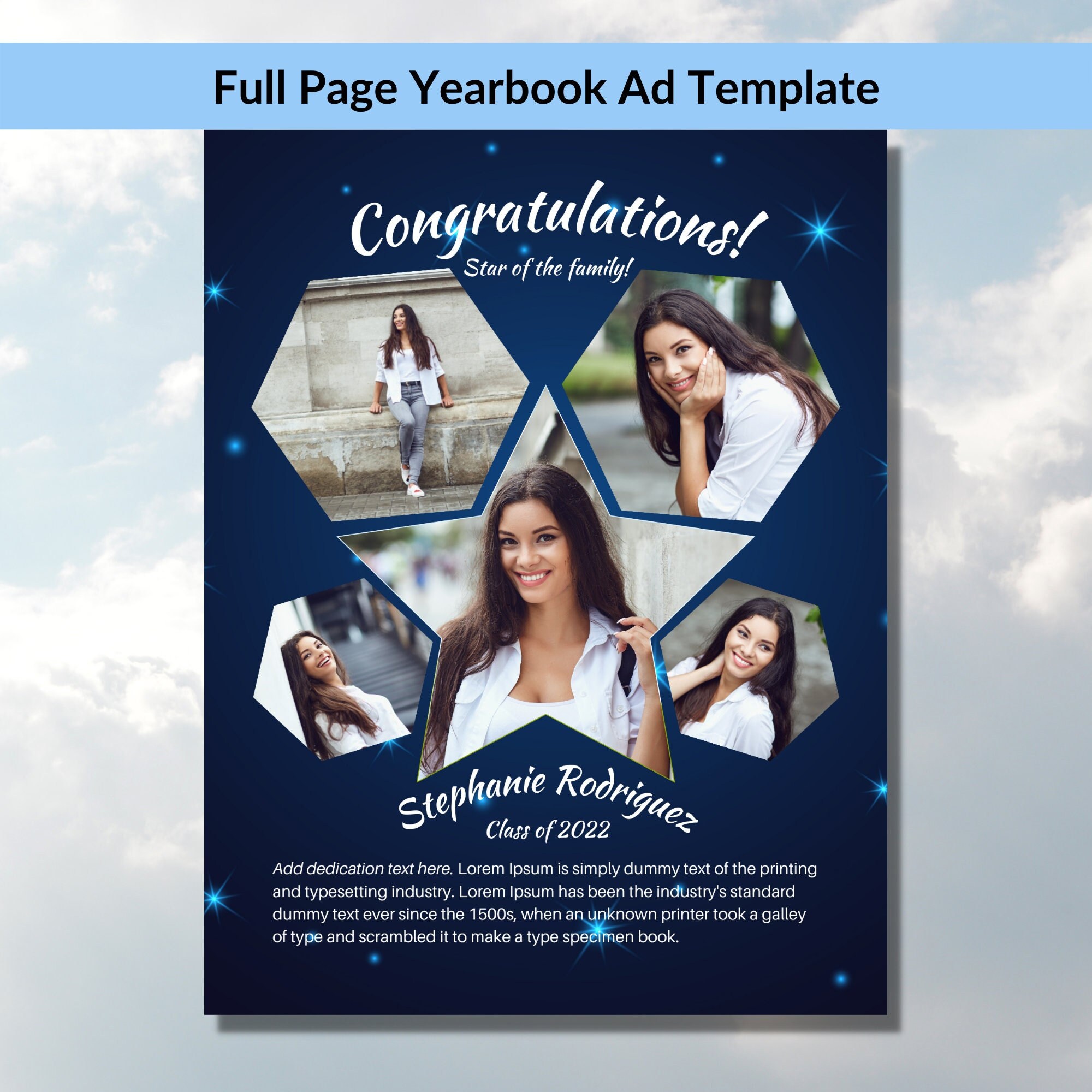 Star Senior Yearbook Ad Template, Full Page Graduation Announcement and ...