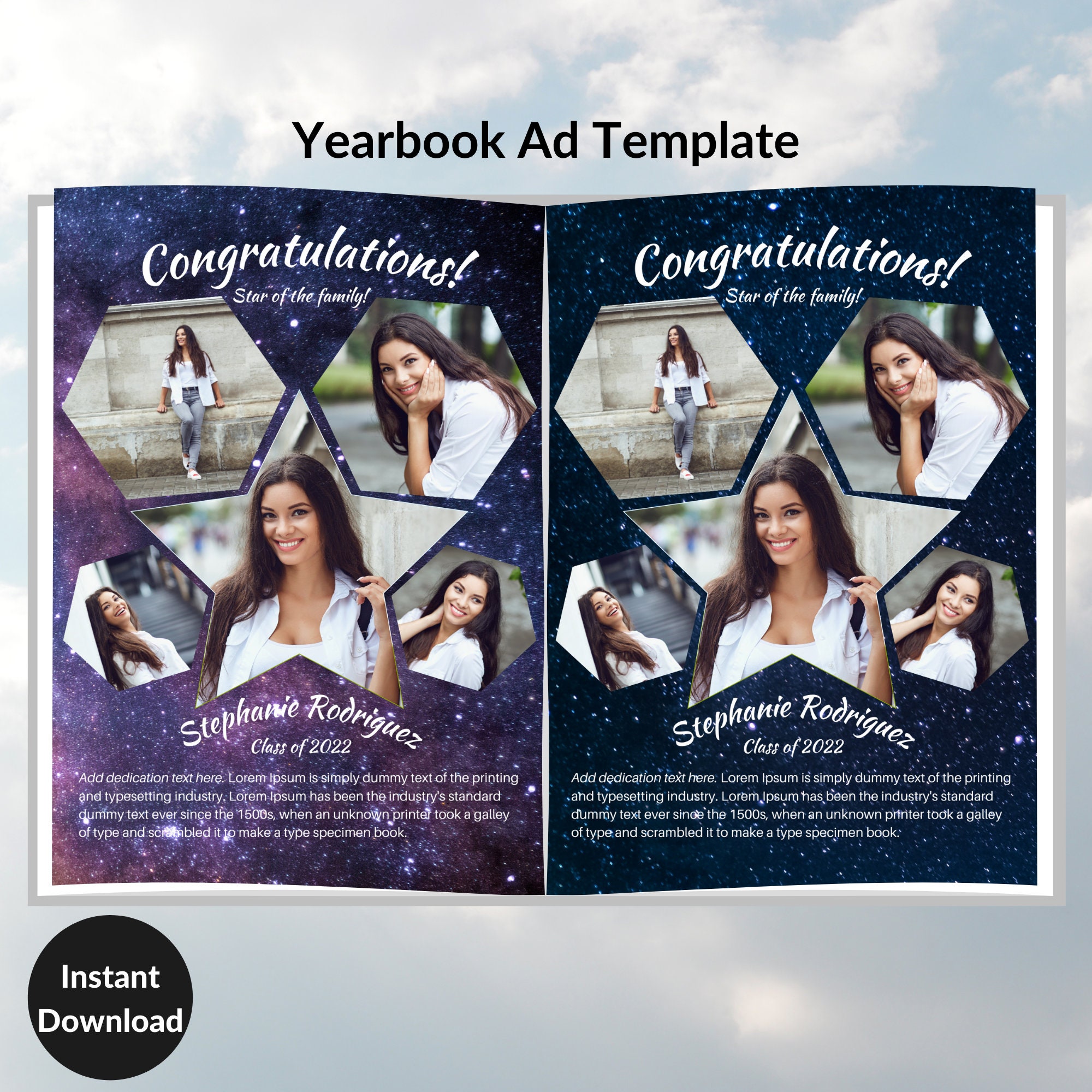 Star Senior Yearbook Ad Template, Full Page Graduation Announcement and ...