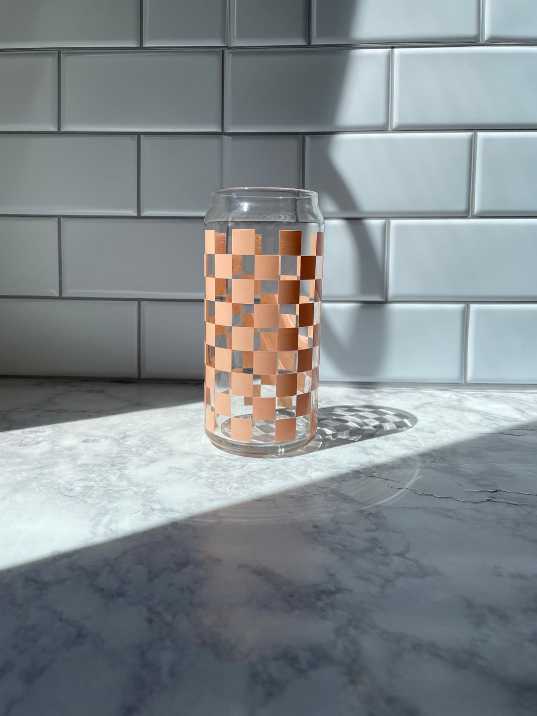 Checkered Glass Cup 16 Oz Can Glass 20 Oz Can Glass Libbey 209 Beer Can ...