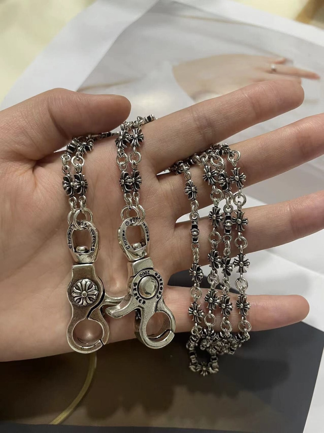 Chrome Hearts Handmade Wallet Chain, CH Style Punk Wallet Chain, Hip ...