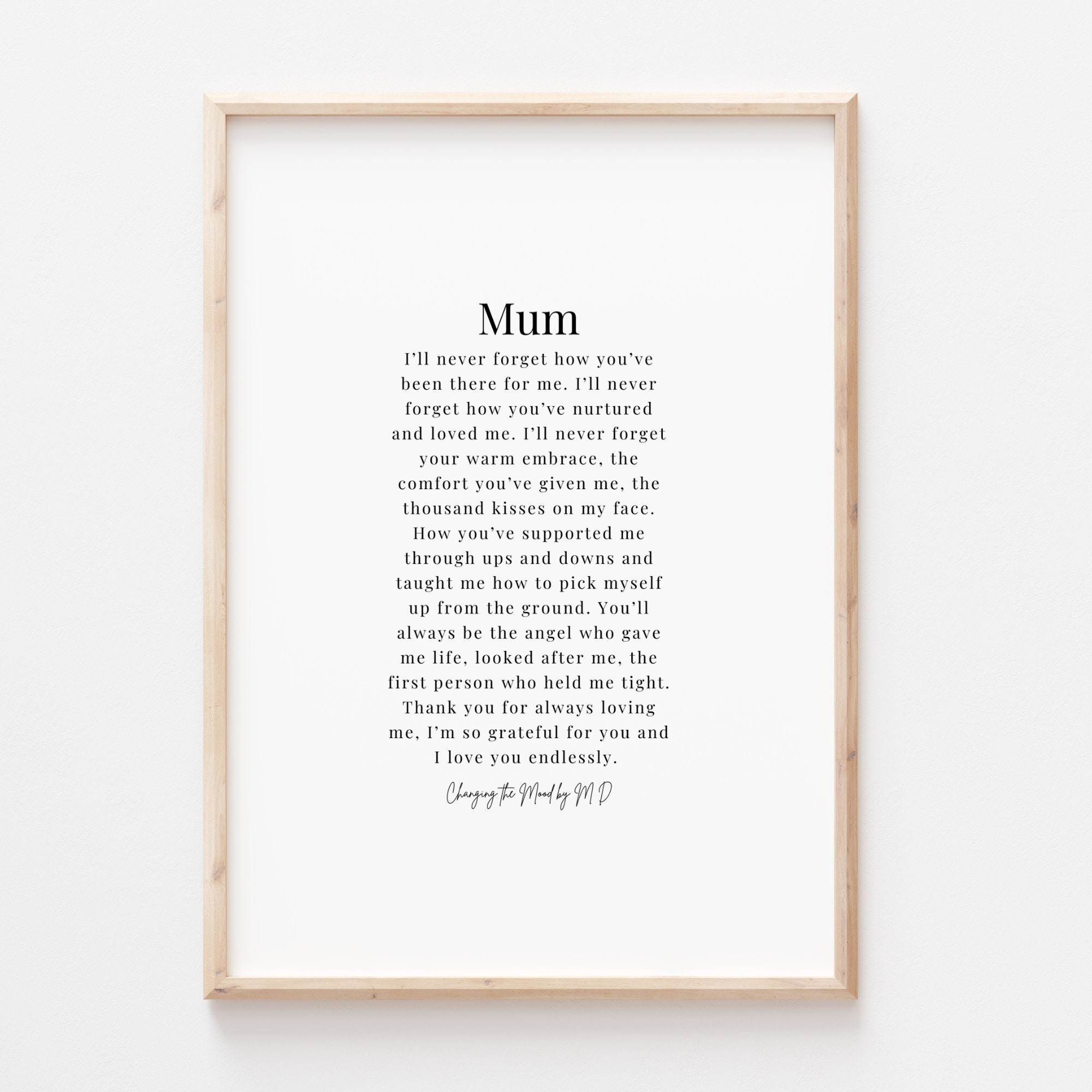 Mum - Original Poem Print (A4 and A3 Download) Mum Gift, Mum Birthday ...