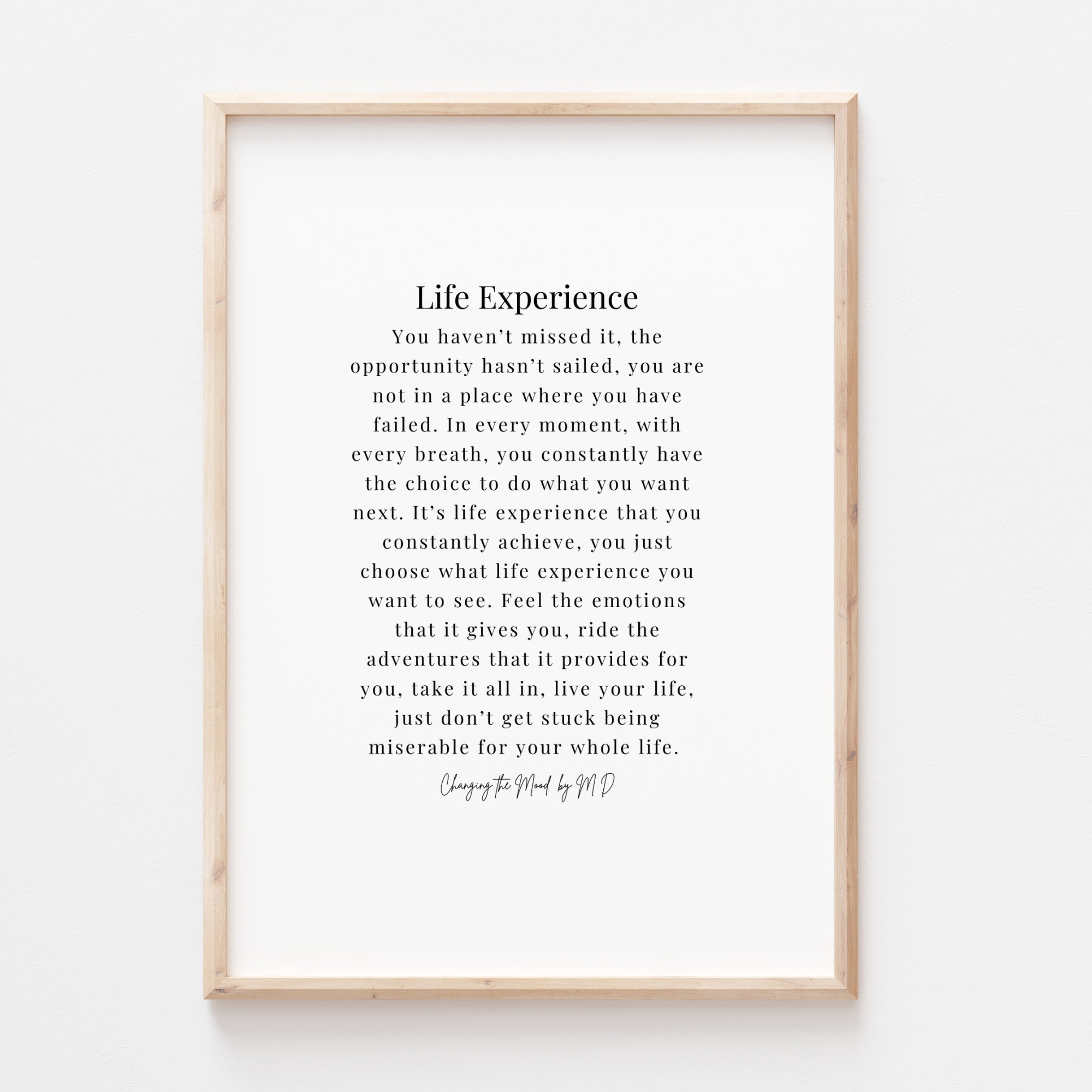 Life Experience - Original Poem Print (A4 and A3 Download) - Etsy