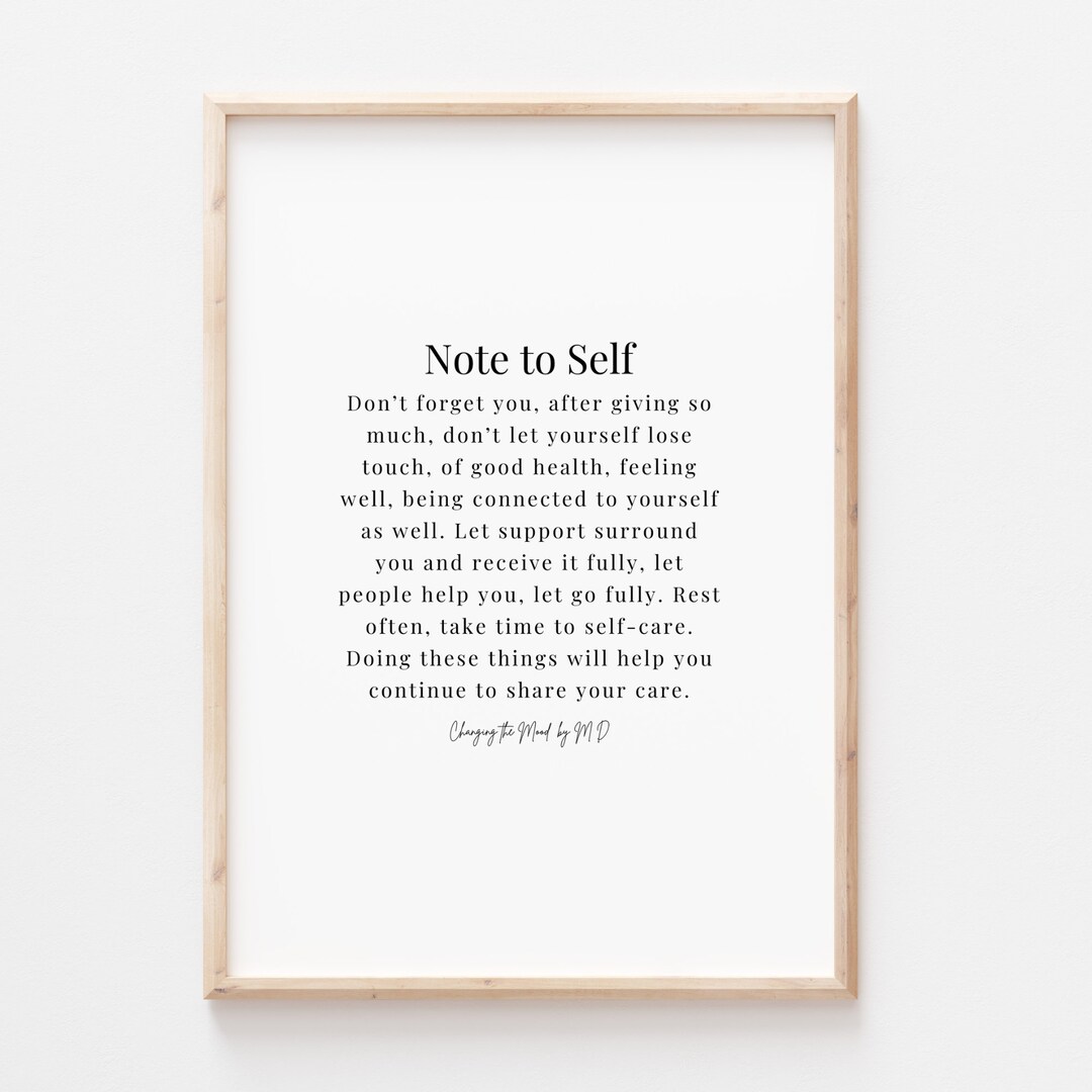 Note to Self - Original Poem Print - A4 and A3 Download - Etsy