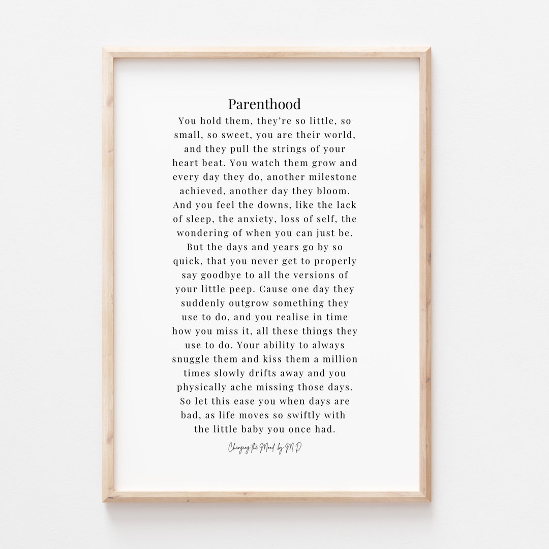 Parenthood - Original Poem Print (A4 and A3 Download) - Etsy