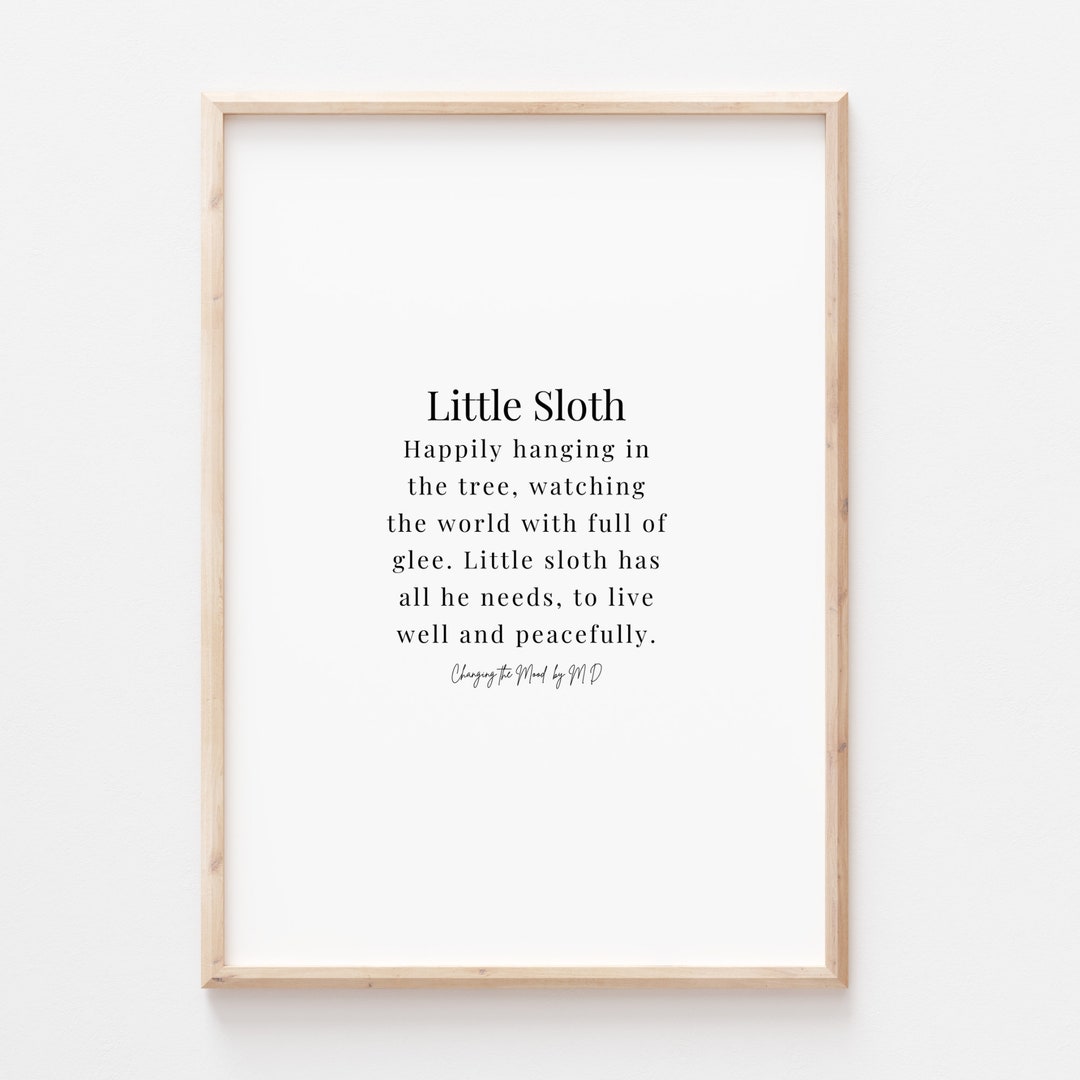 Little Sloth - Original Poem Print (A4 and A3 Download) Nursery Prints ...