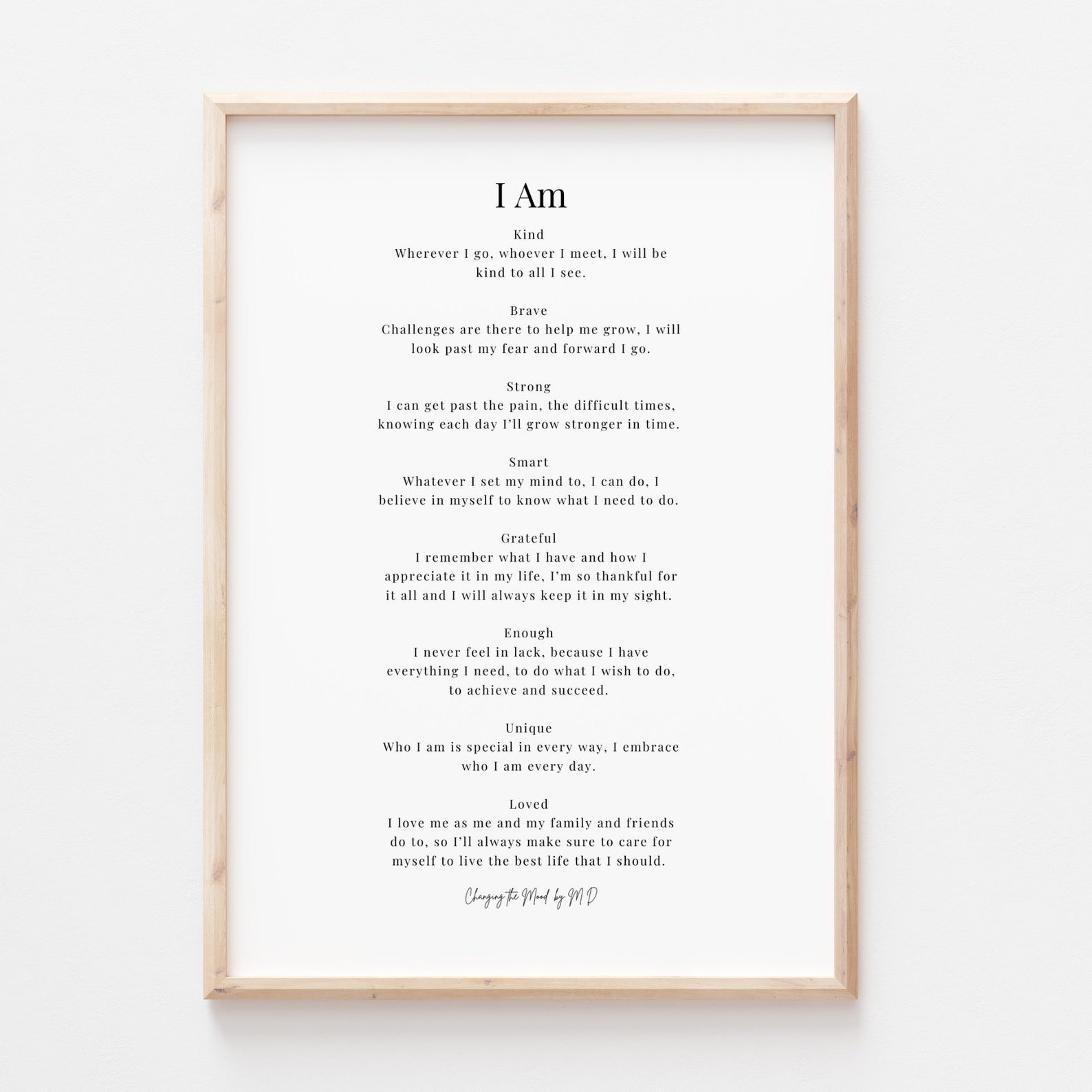 I Am - Original Poem Print (A4 and A3 Download) Self-affirmation Quotes ...