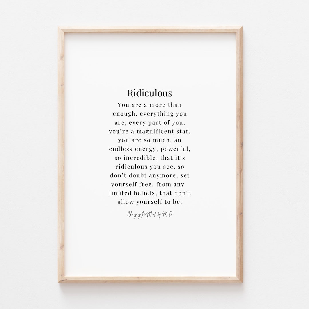 Ridiculous - Original Poem Print (A4 and A3 Download) - Etsy