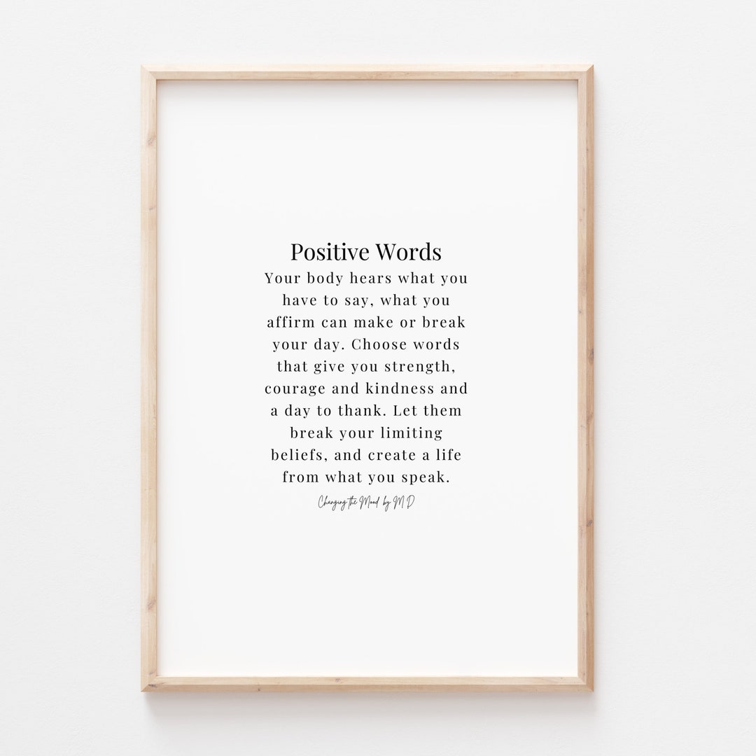 Positive Words - Original Poem Print (A4 and A3 Download) - Etsy