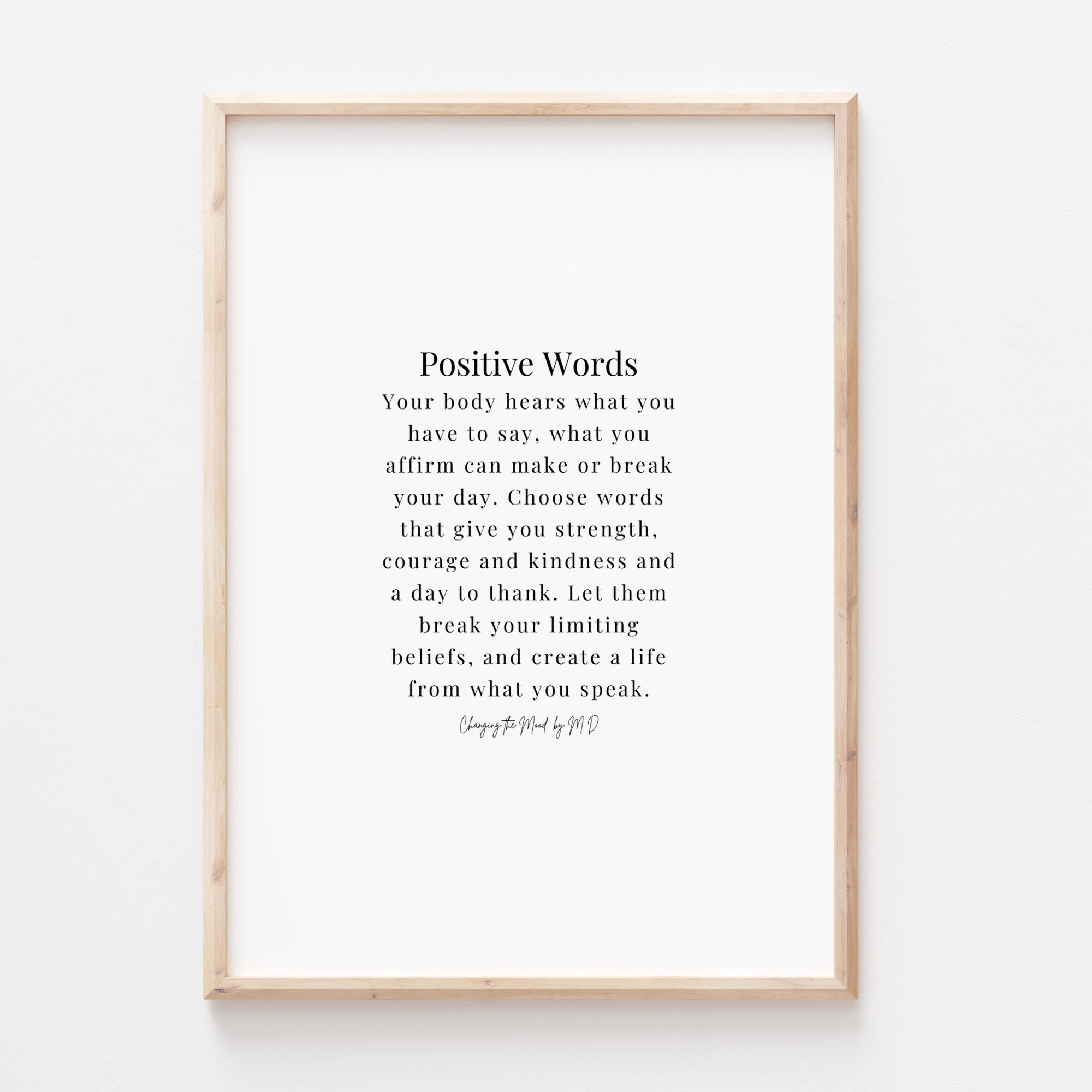 Positive Words - Original Poem Print (A4 and A3 Download) - Etsy