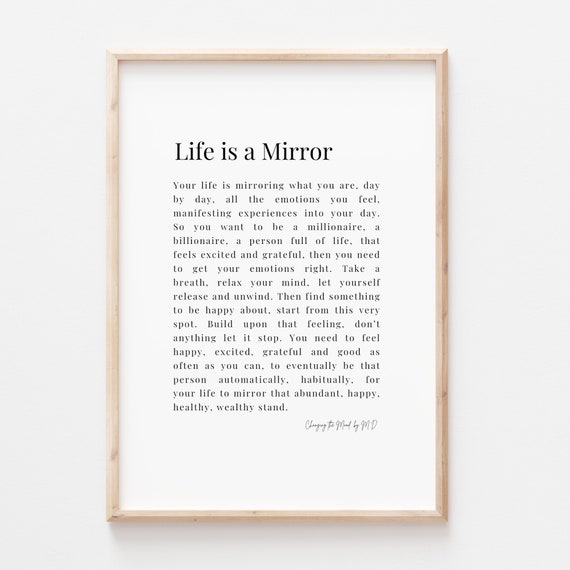 Life is a Mirror Original Poem Print A4 and A3 Download | Etsy