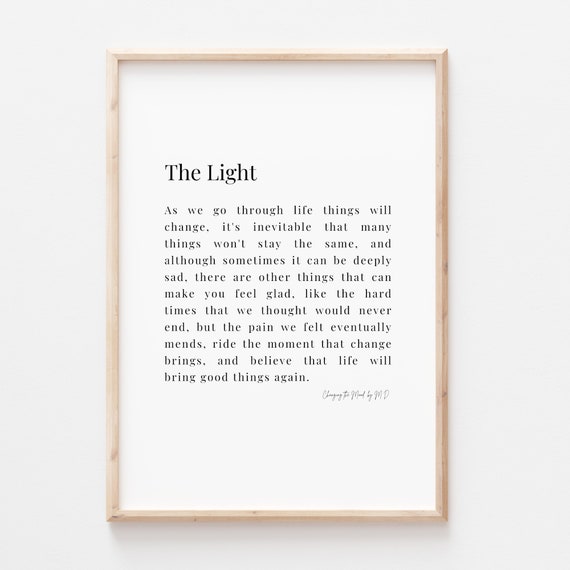 The Light Original Poem Print A4 and A3 Download | Etsy