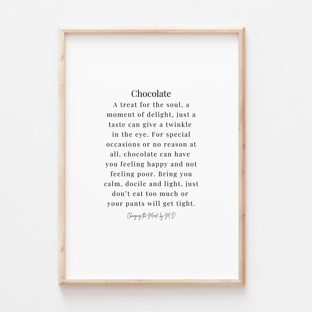 Chocolate - Original Poem Print (A4 and A3 Download) - Etsy